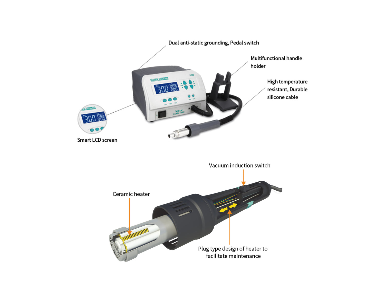 QUICK 856AD SMD rework station 1300W – soldering-tech