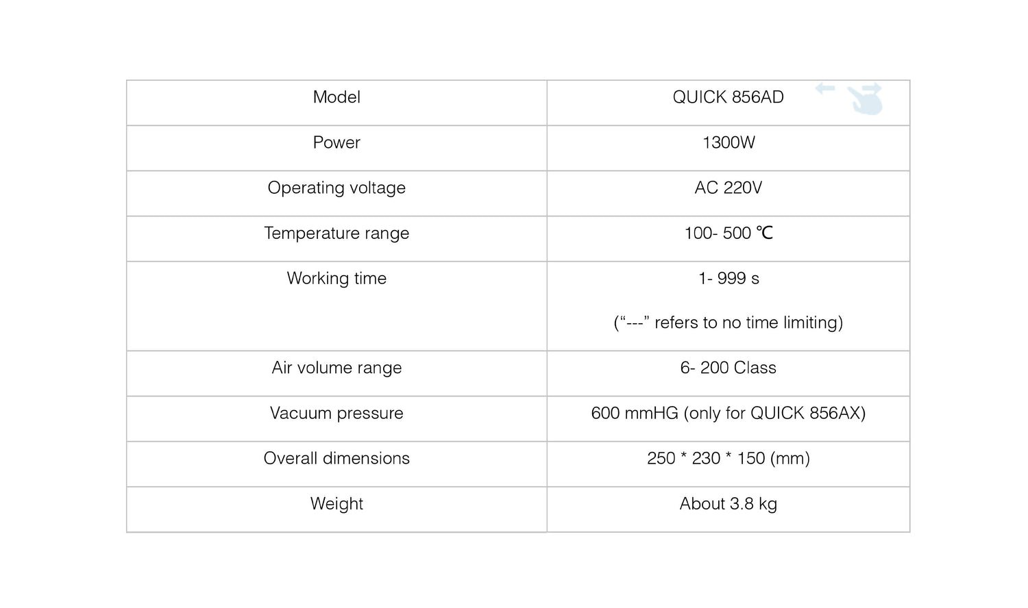 QUICK 856AD SMD rework station 1300W – soldering-tech